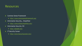 Common Sense Security Framework | PPT