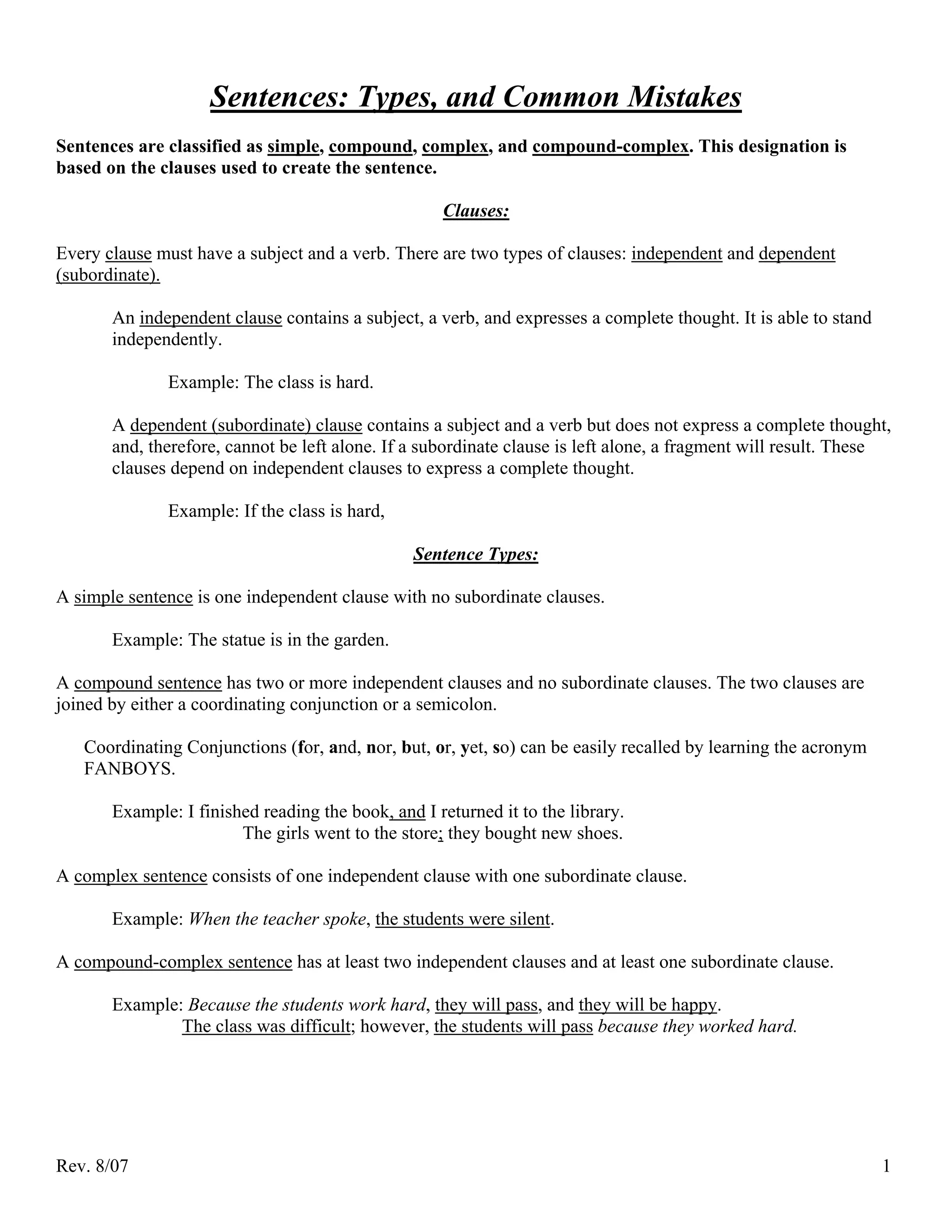 Common sentenceerrors | PDF