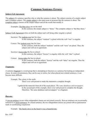 Common sentenceerrors | PDF
