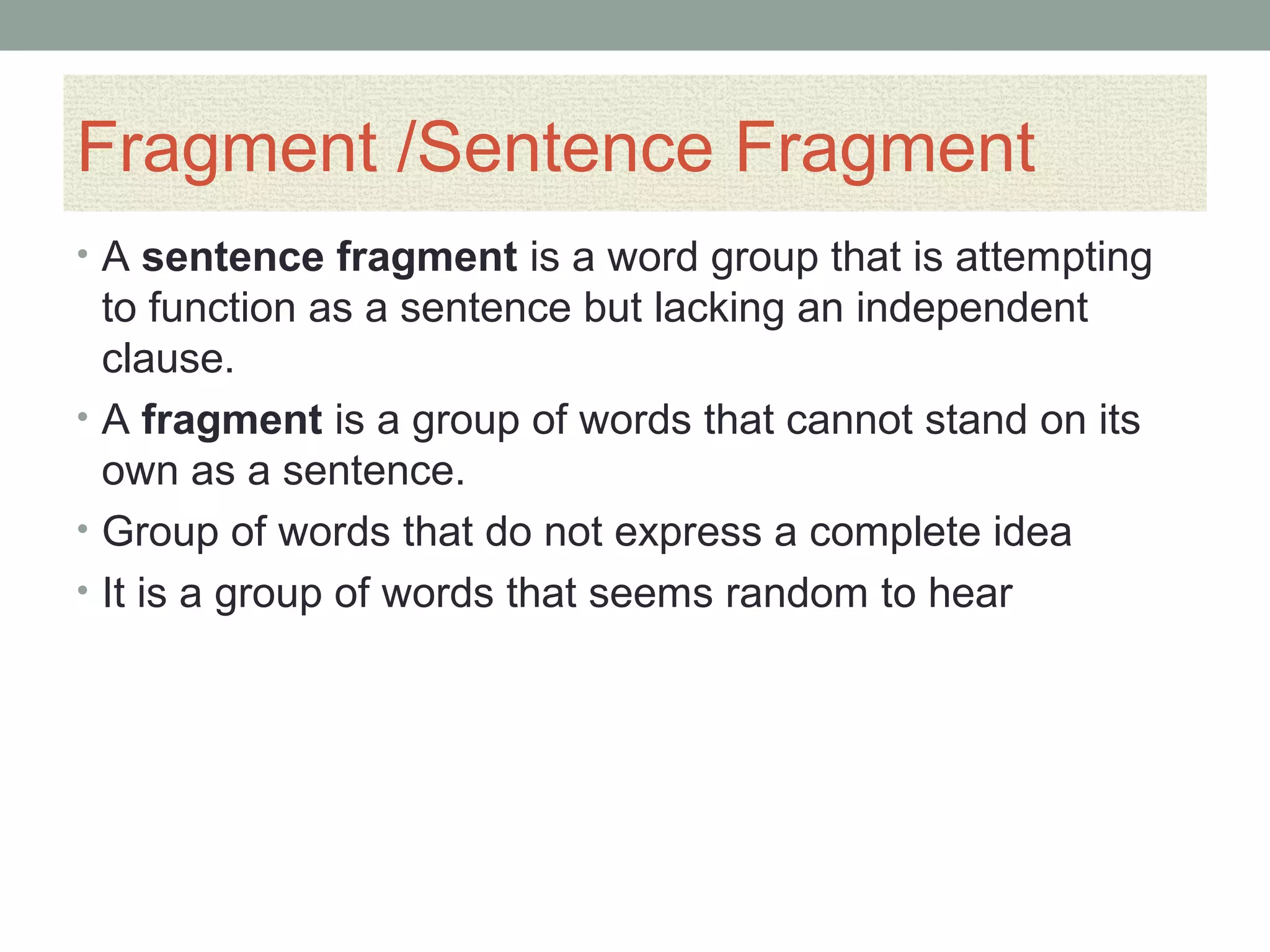 Common Sentence Faults or Errors and how to correct them | PPT