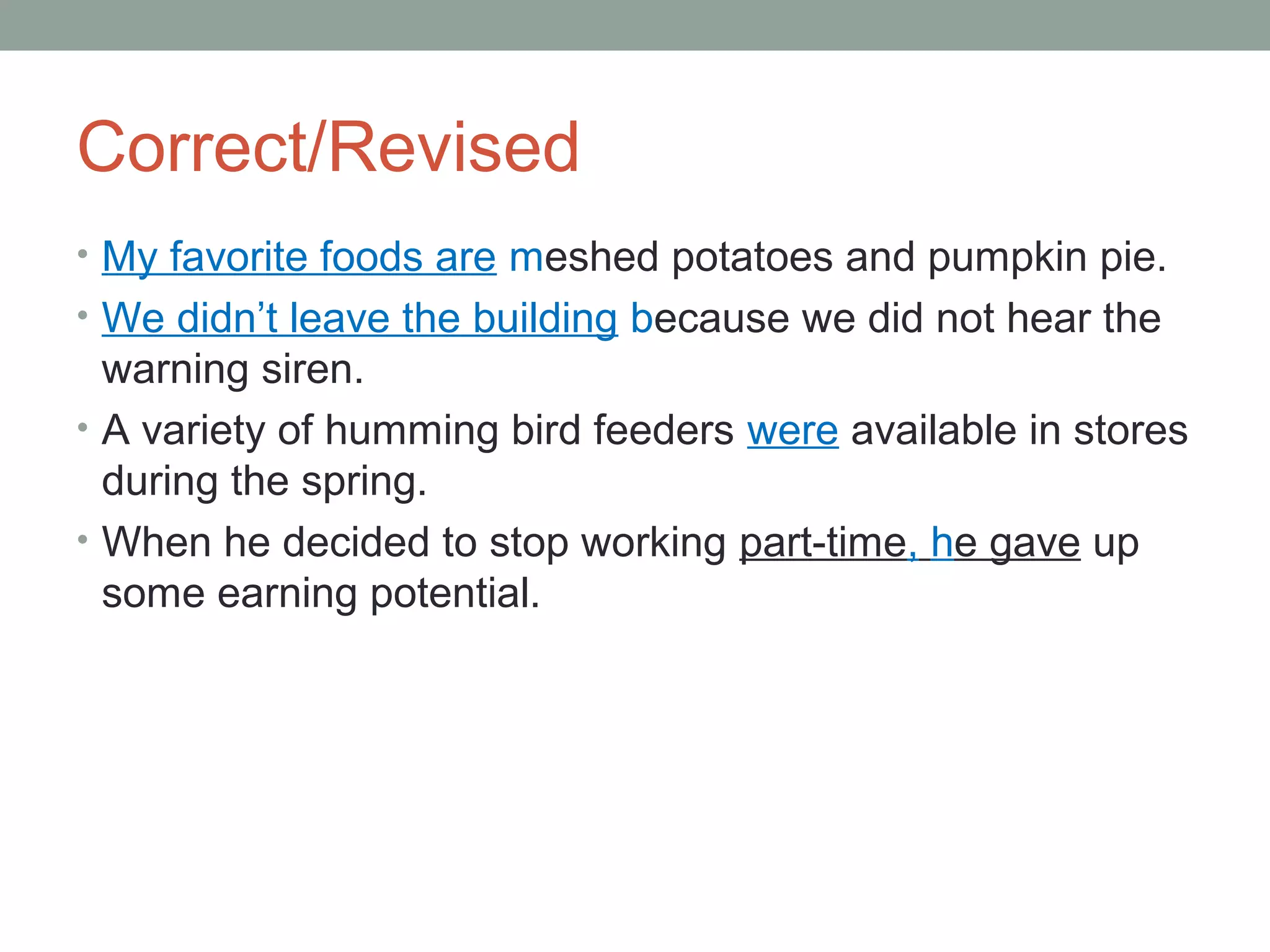 Common Sentence Faults or Errors and how to correct them | PPT