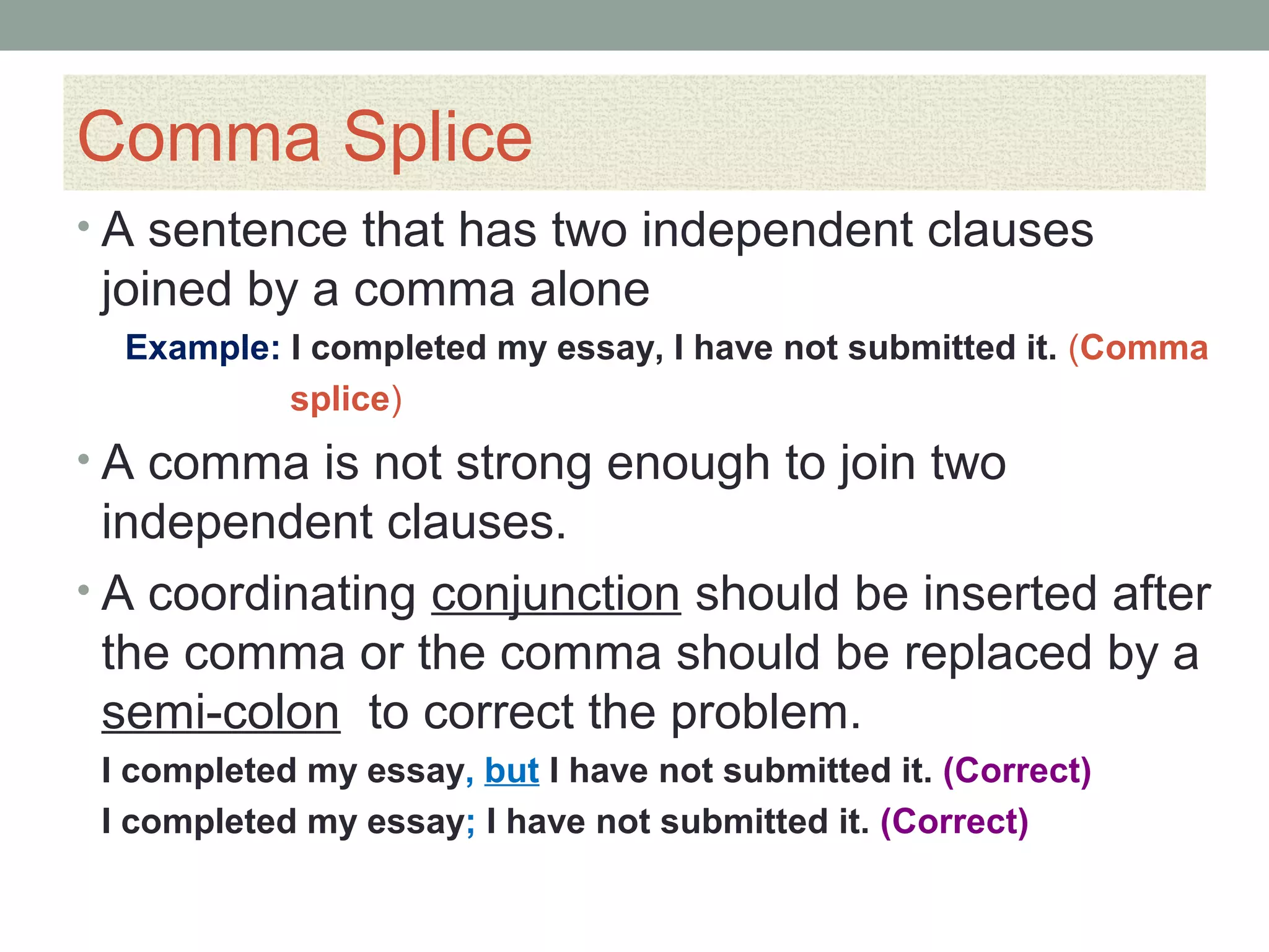 Common Sentence Faults or Errors and how to correct them | PPT
