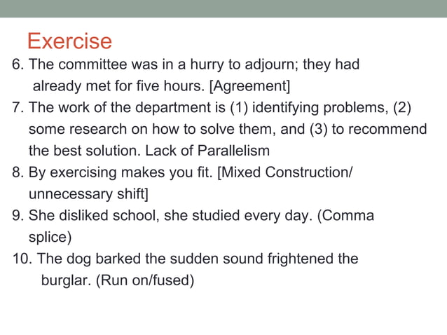 Common Sentence Faults or Errors and how to correct them | PPT