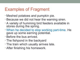 Common Sentence Faults or Errors and how to correct them | PPT
