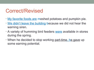 Common Sentence Faults or Errors and how to correct them | PPT
