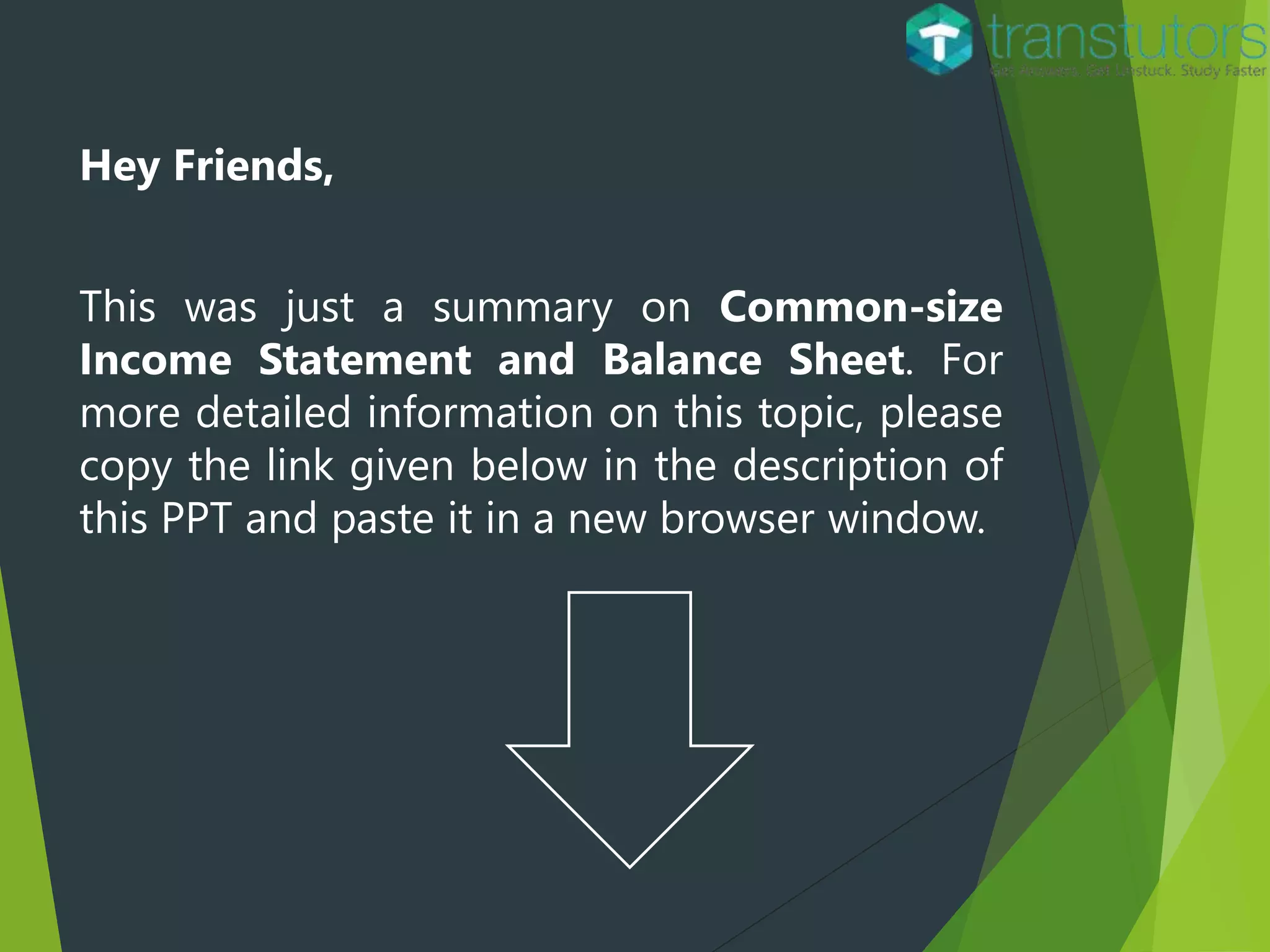 Common Size Income Statement and Balance Sheet | Accounting | PPT
