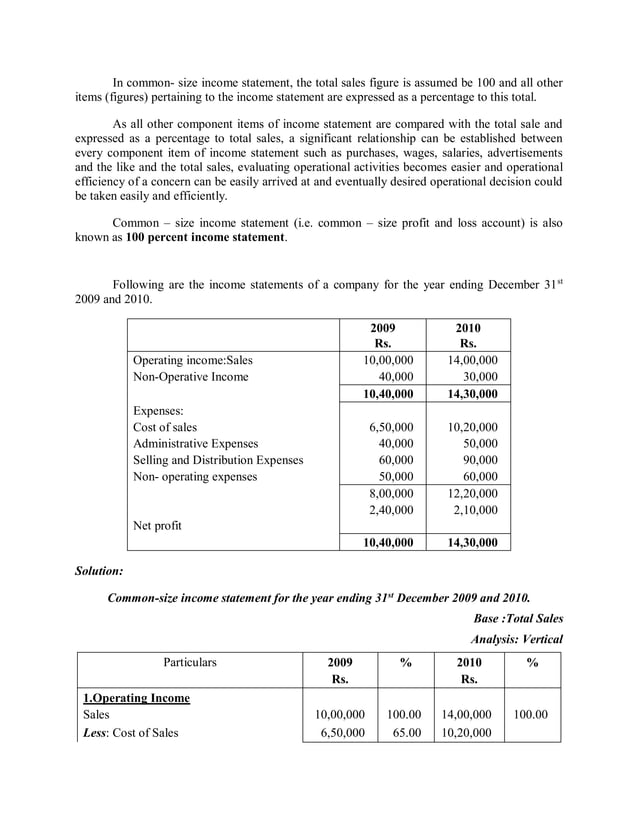 Common size statement | PDF
