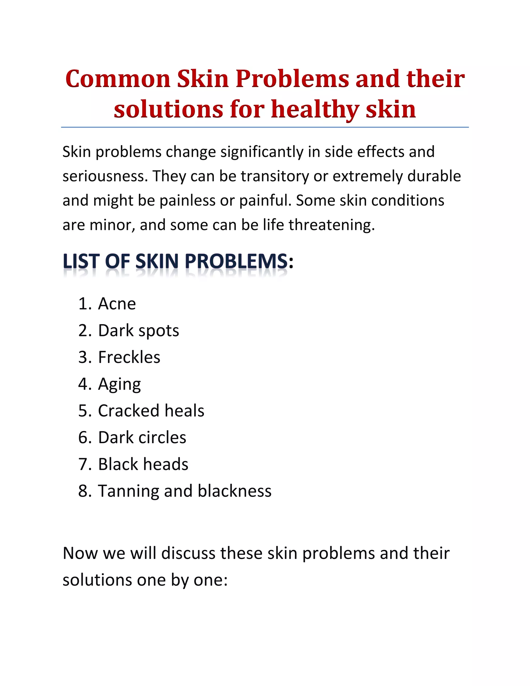 Common Skin Problems and their solutions for healthy skin.pdf
