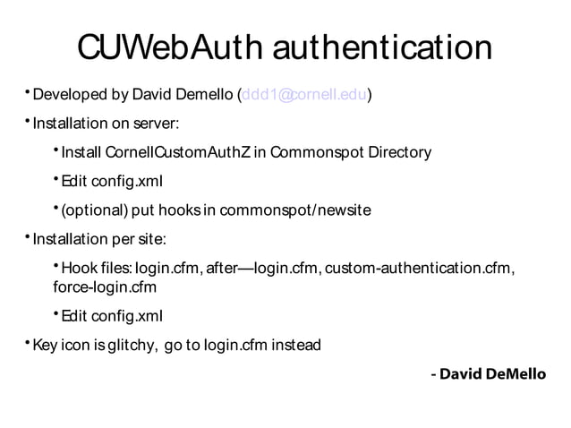 Commonspot installation at cornell university library | PPT