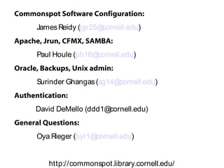 Commonspot installation at cornell university library | PPT