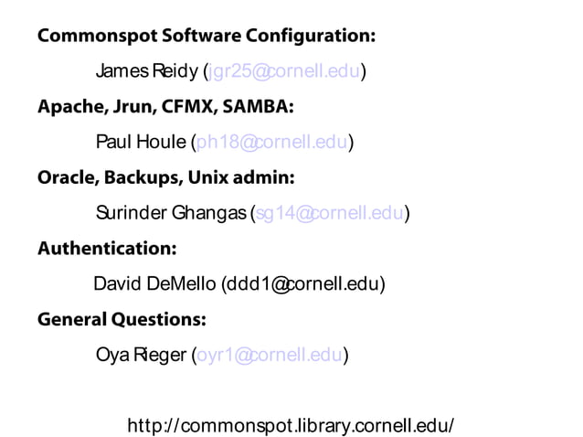 Commonspot installation at cornell university library | PPT