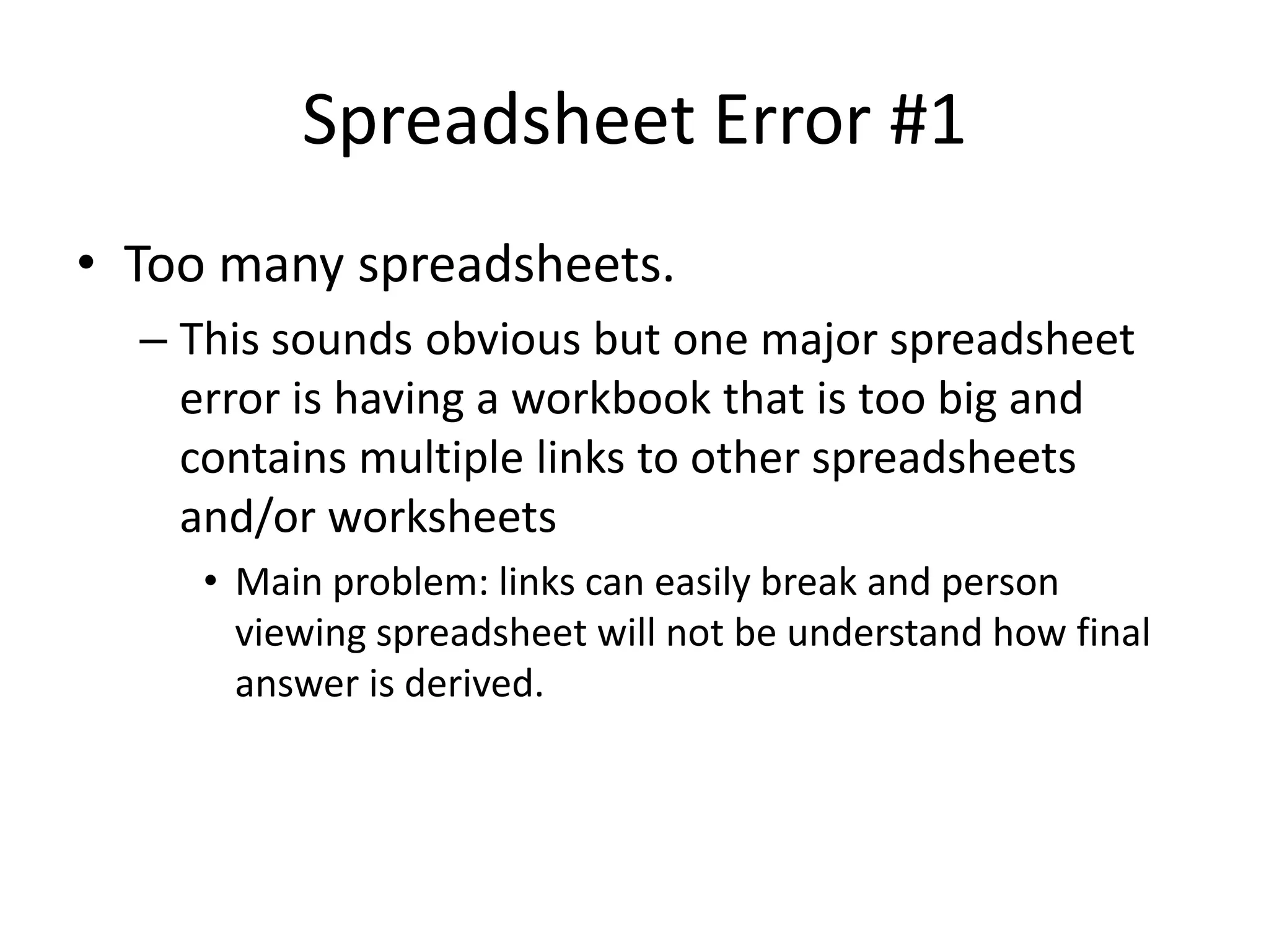 Common Spreadsheet Errors Doyle | PPT