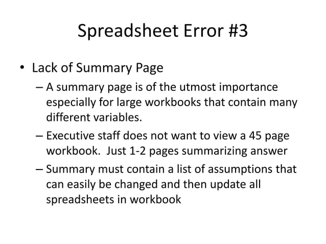 Common Spreadsheet Errors Doyle | PPT