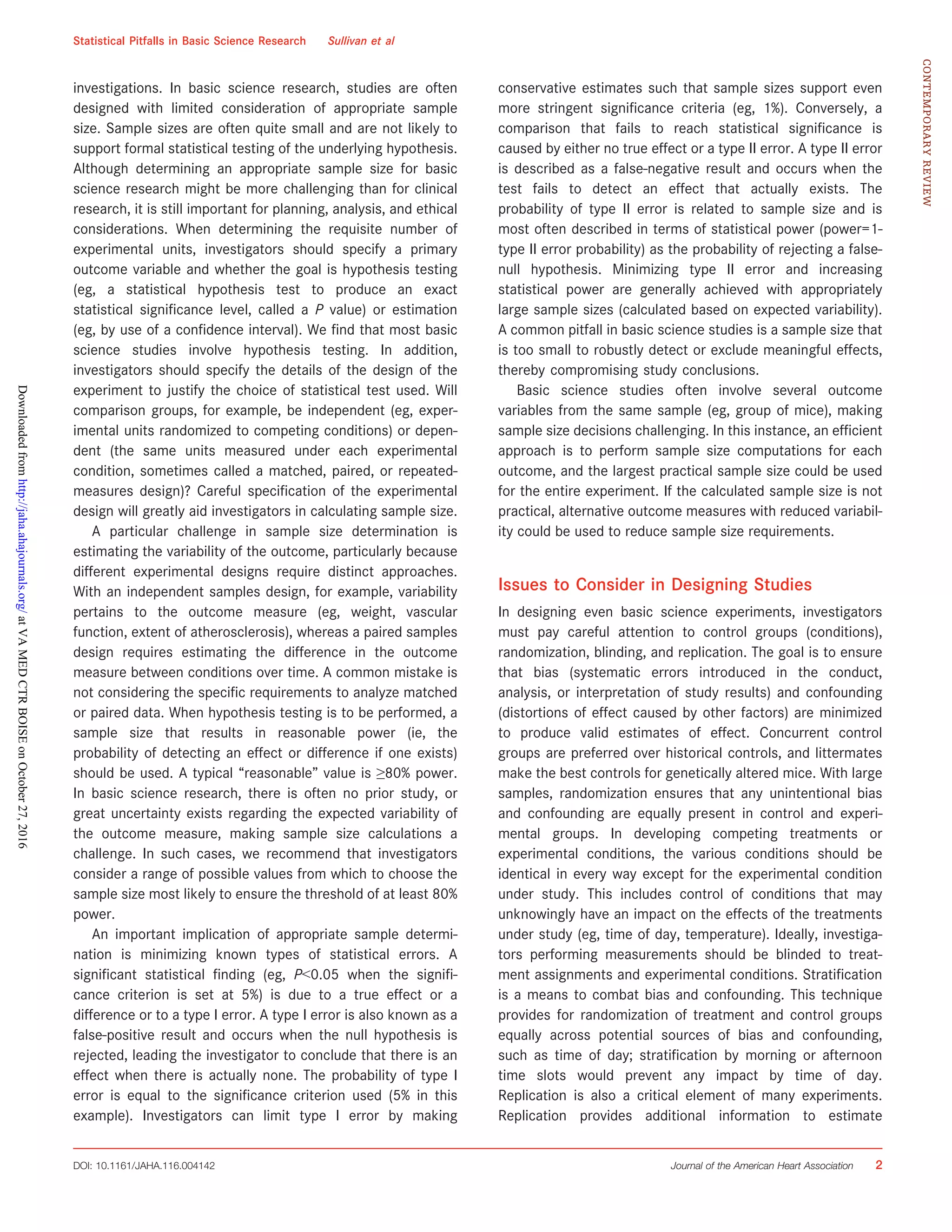 Common statistical pitfalls in basic science research | PDF