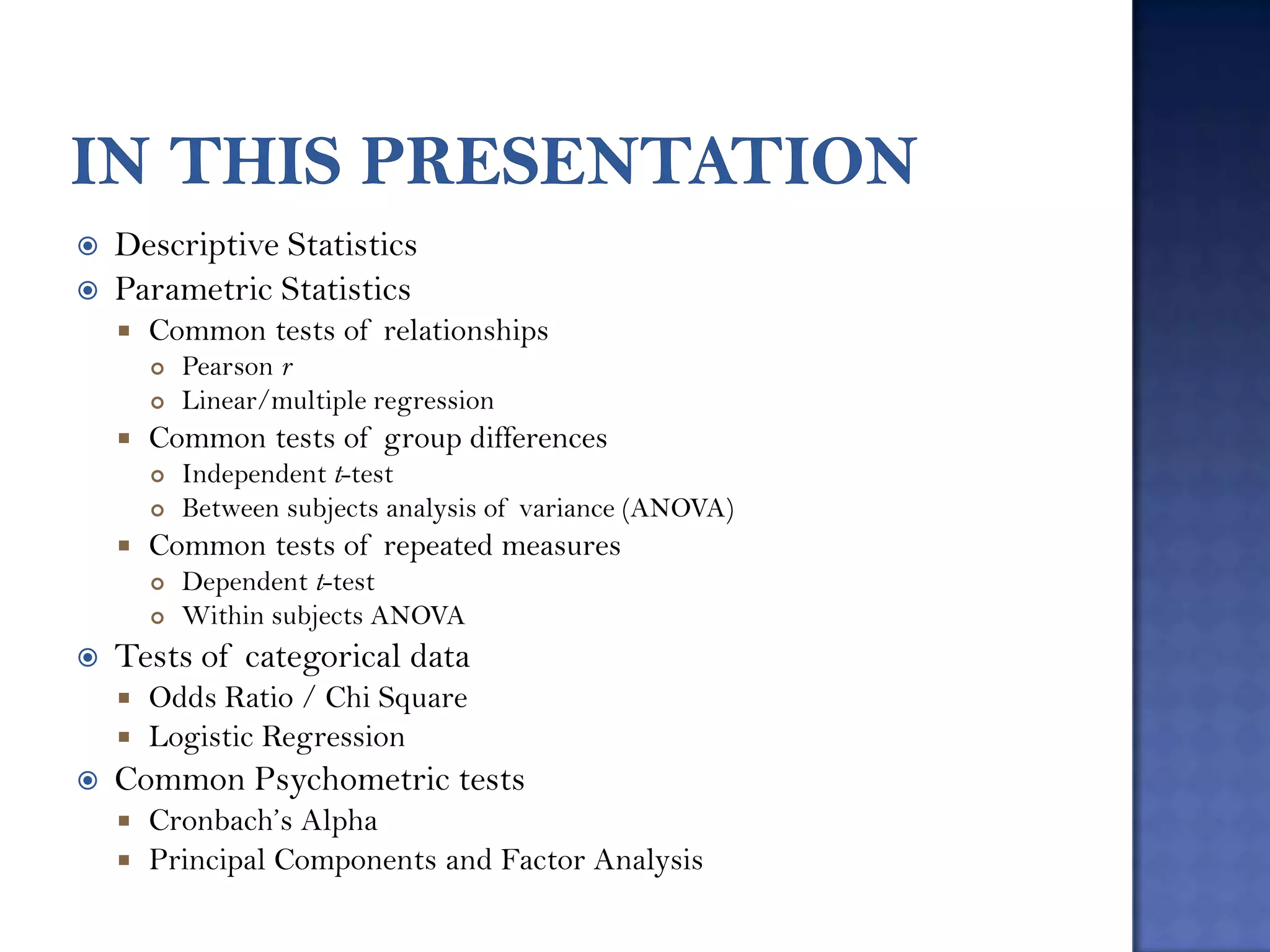 Commonly Used Statistics in Survey Research | PPTX