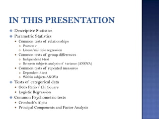 Commonly Used Statistics in Survey Research | PPTX