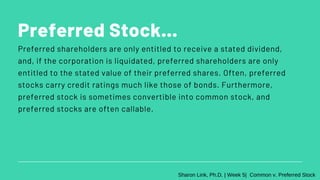 Common Stock v. Preferred Stock | PDF