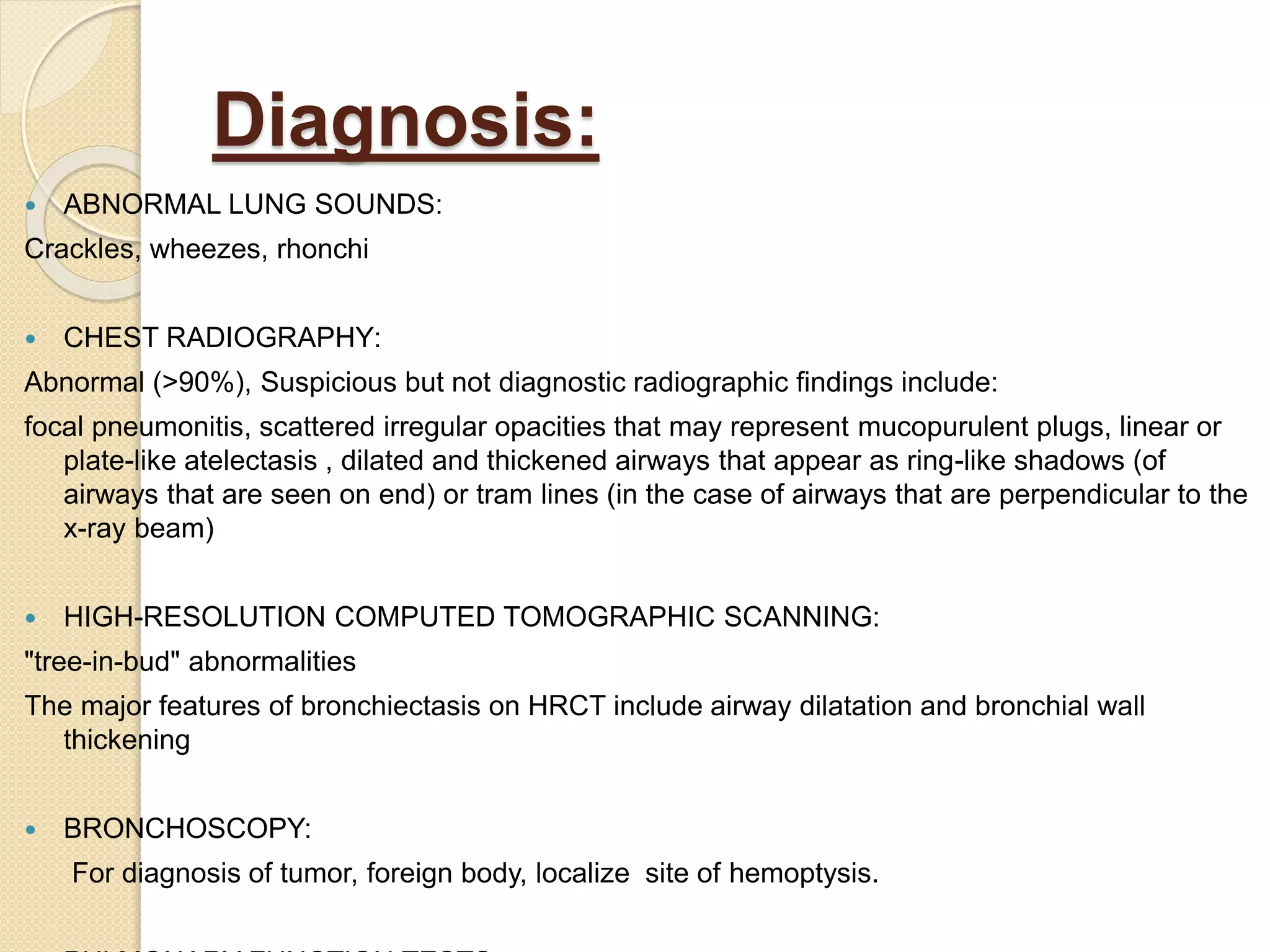 Common suppurative diseases of lung- Bronchiectasis...! | PPTX