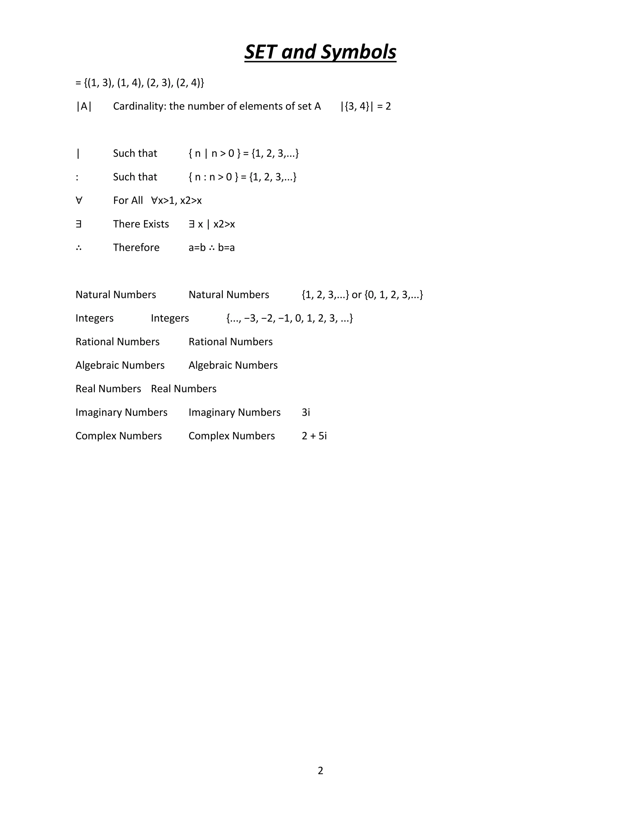 Common symbols used in set theory | PDF