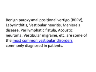 Common symptoms of vestibular disorders | PPTX
