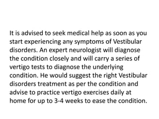 Common symptoms of vestibular disorders | PPTX
