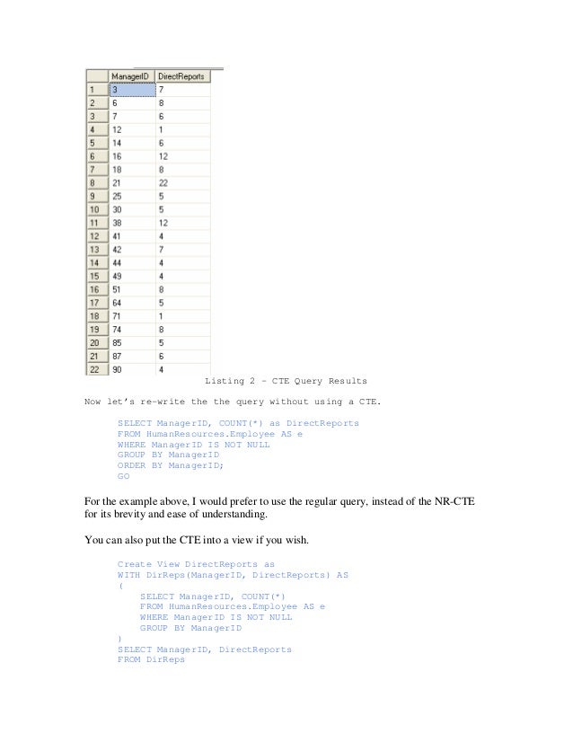 Common Table Expressions
