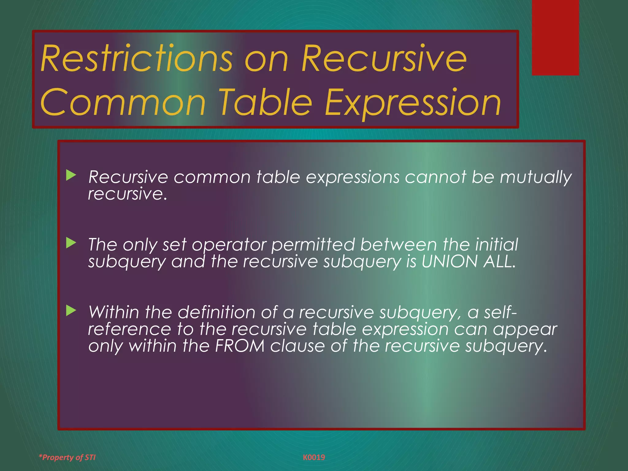 Common table expressions | PPT