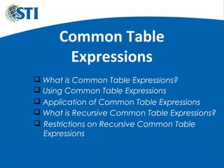 Common table expressions | PPT