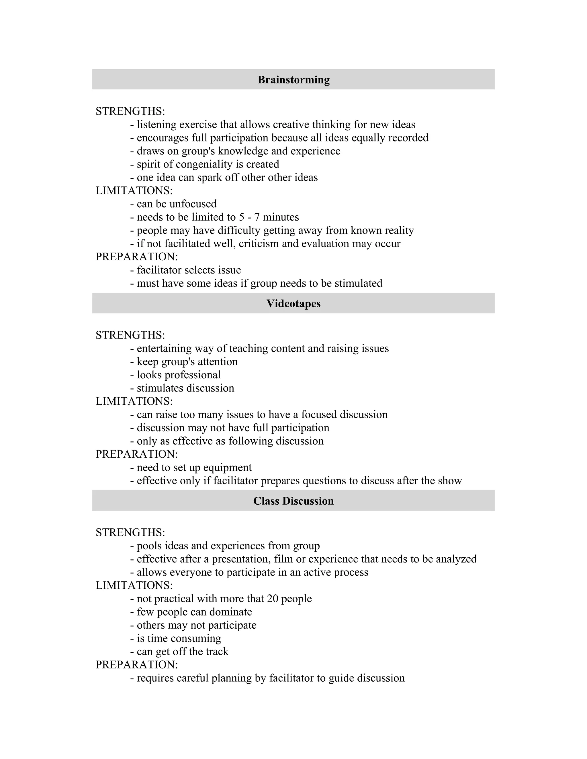 Common teaching methods | DOC