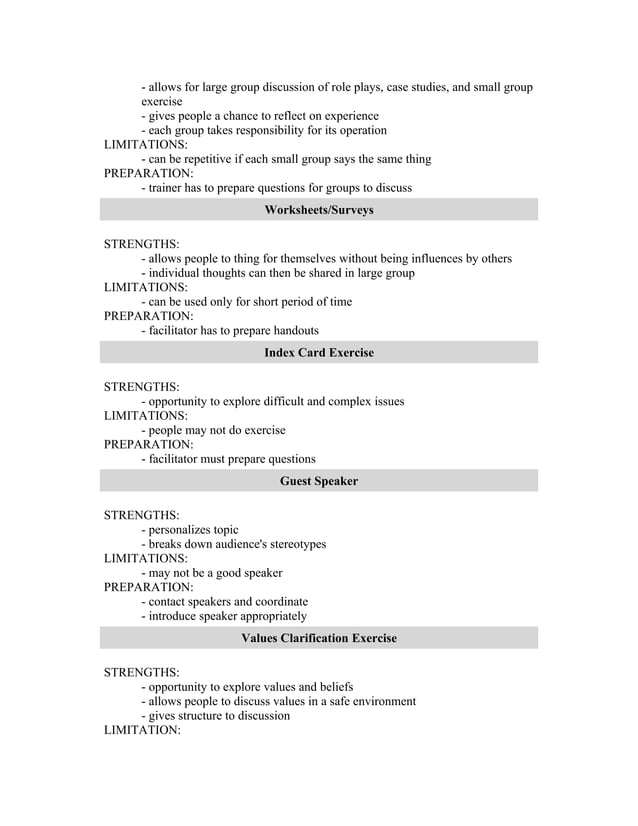 Common teaching methods | DOC | Workshops and Classes | Hobbies & Interests