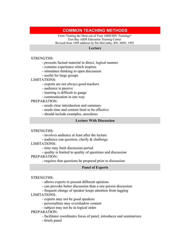 Common teaching methods | PDF