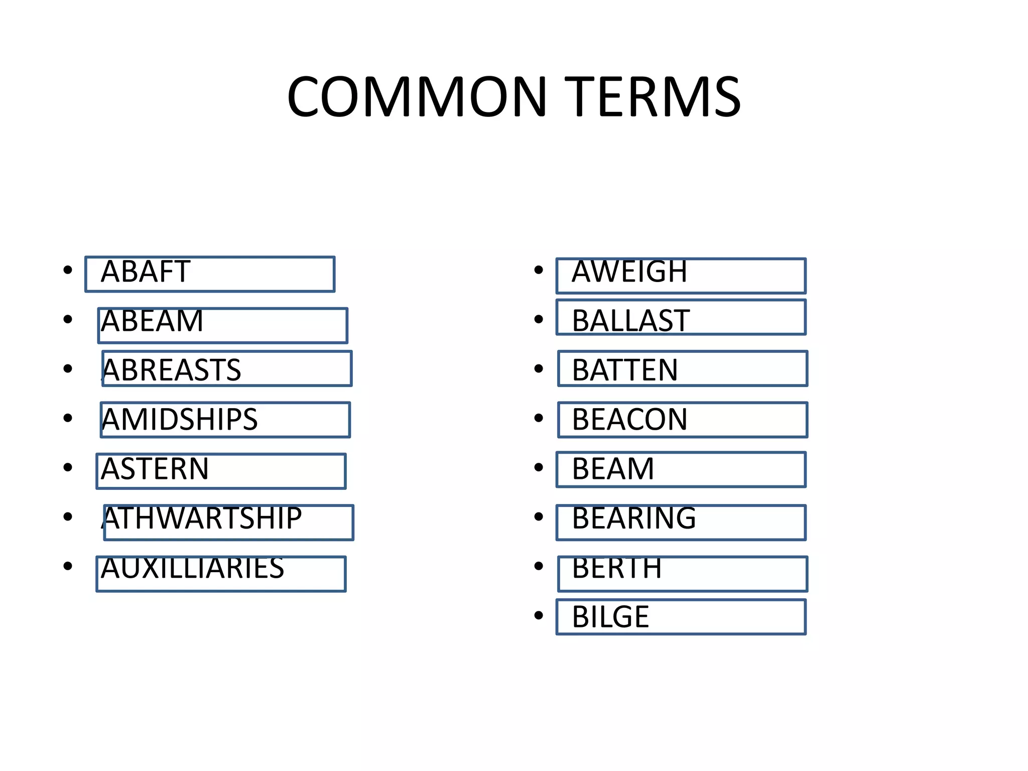 Common terms used on board the ship | PPTX