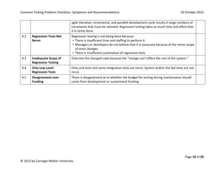 Common Test Problems Checklist | PPT