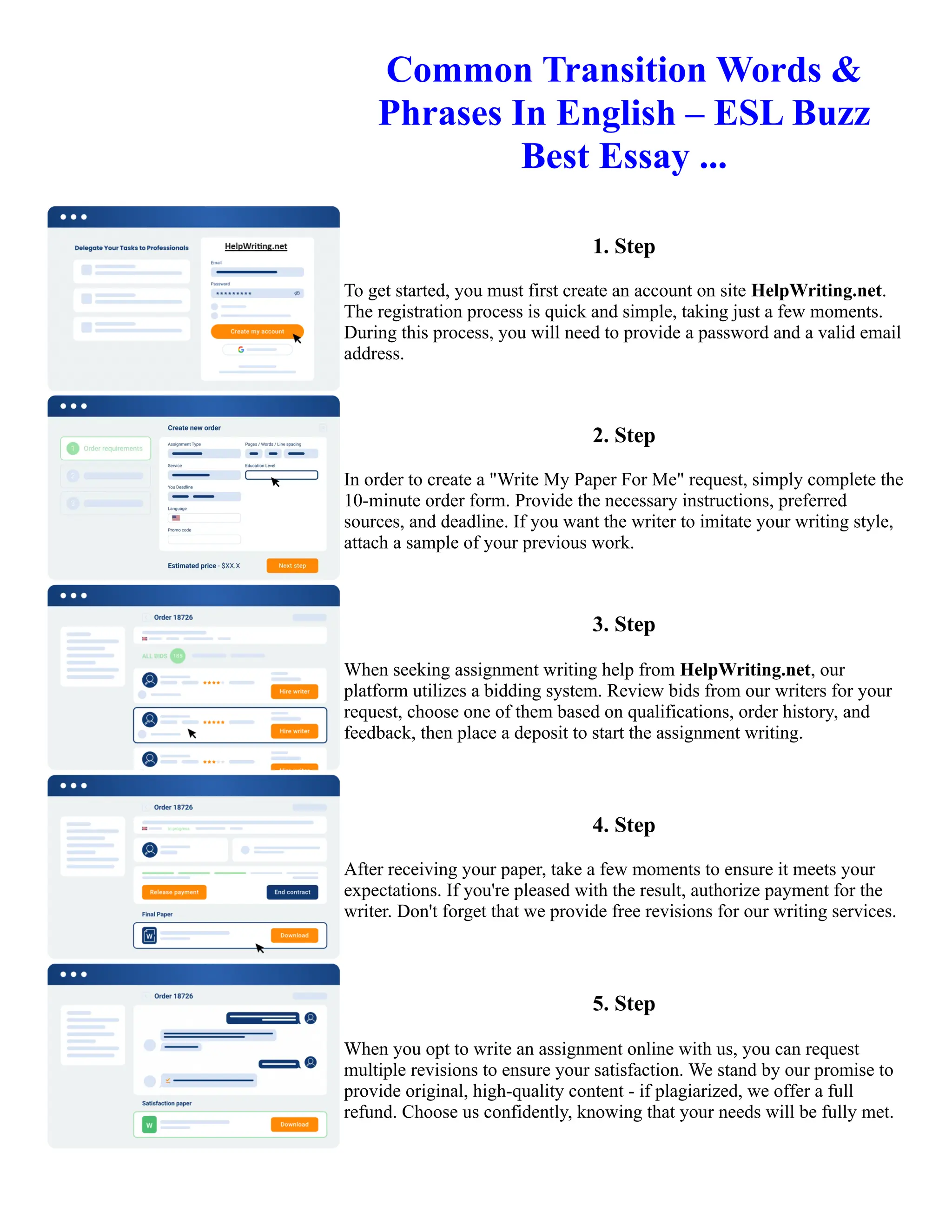 Common Transition Words Phrases In English ESL Buzz Best Essay ... | PDF