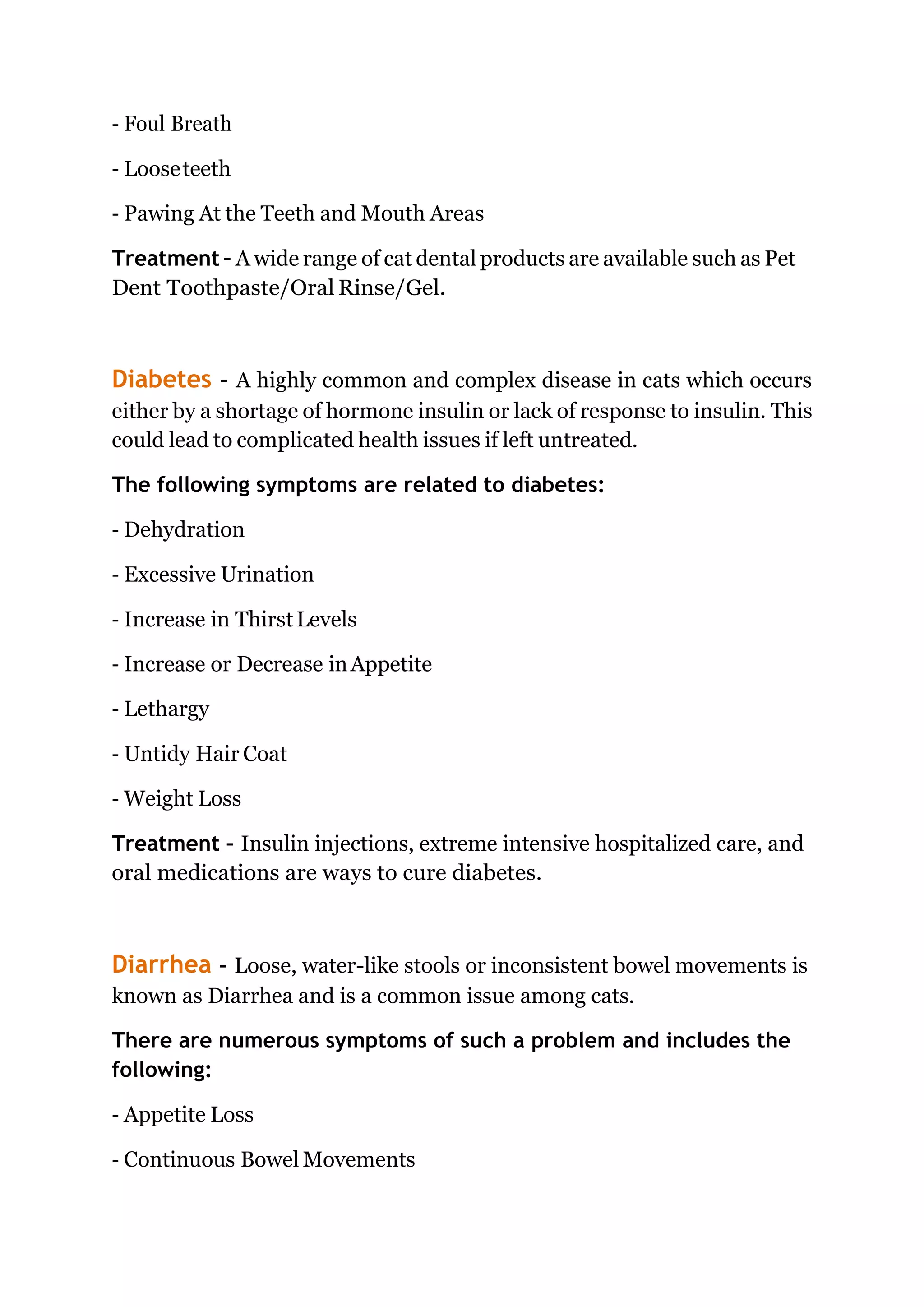 Common Feline Diseases: Symptoms & Preventives | PDF