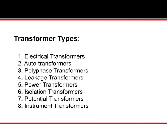 Transformers and common types of transformer | PPT