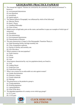 Common University Entrance Test Geography 2024 Sample Paper With ...