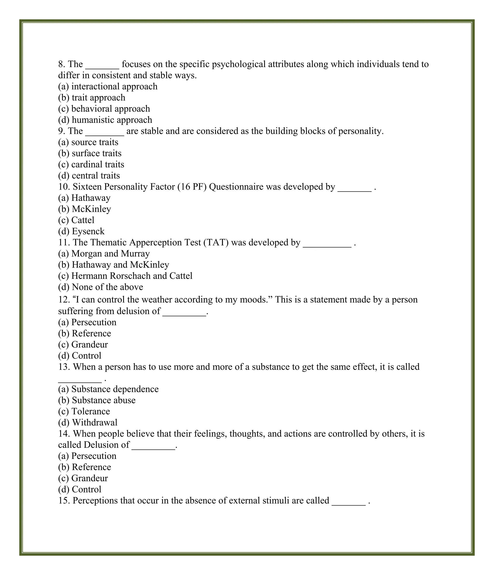 Common University Entrance Test Psychology 2024 Sample Paper With ...
