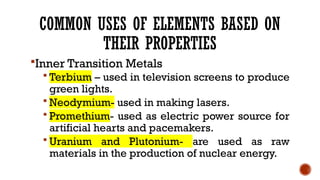 Common uses of element based on their property | PPTX