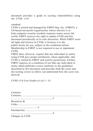 Common Vulnerability Scoring System v3.0User GuideThe C.docx