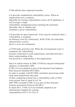 Common Vulnerability Scoring System v3.0User GuideThe C.docx