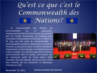 Commonwealth présentation | PPT