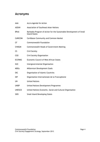 Commonwealth foundation civil society engagement strategy 0 | PDF