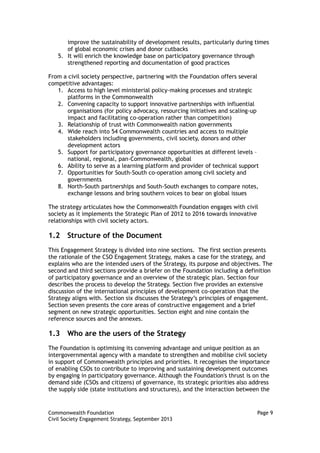 Commonwealth foundation civil society engagement strategy 0 | PDF