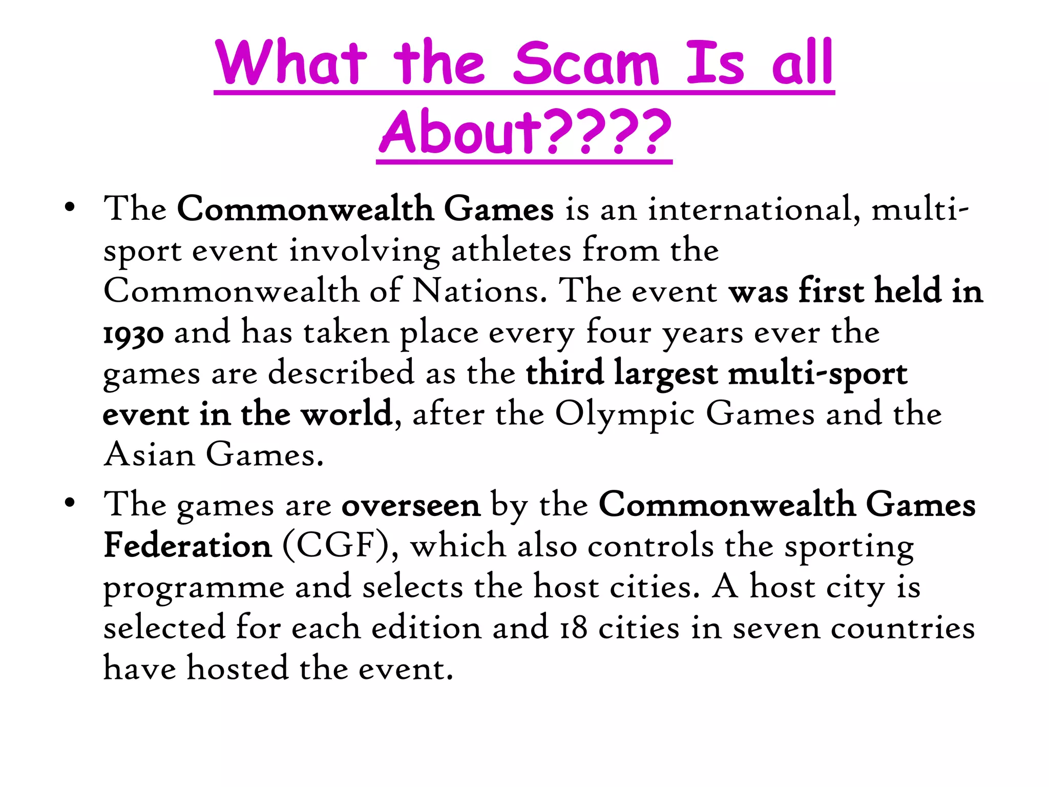 Common wealth games scam................ | PPTX