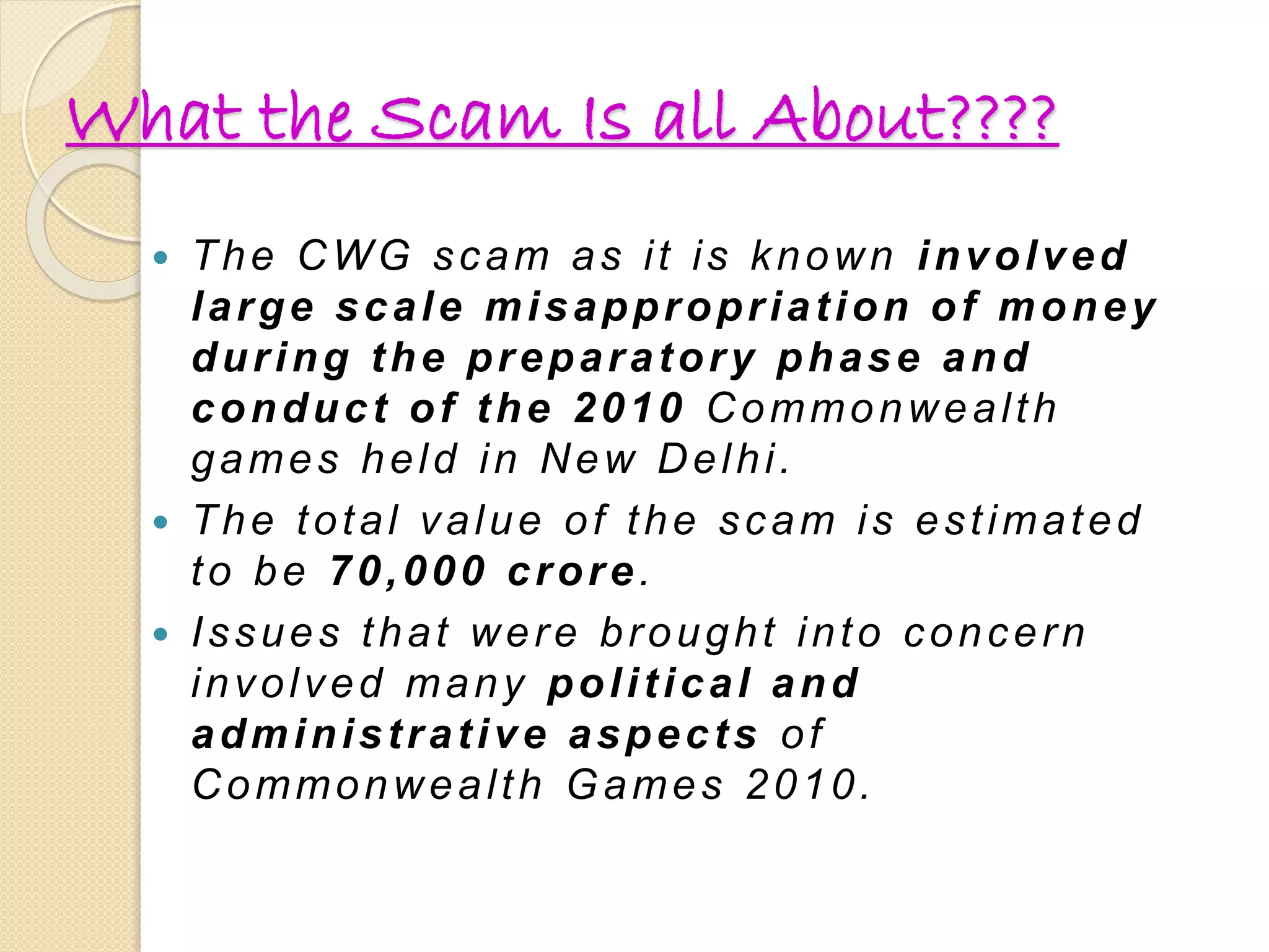Commonwealthgames scam | PPTX