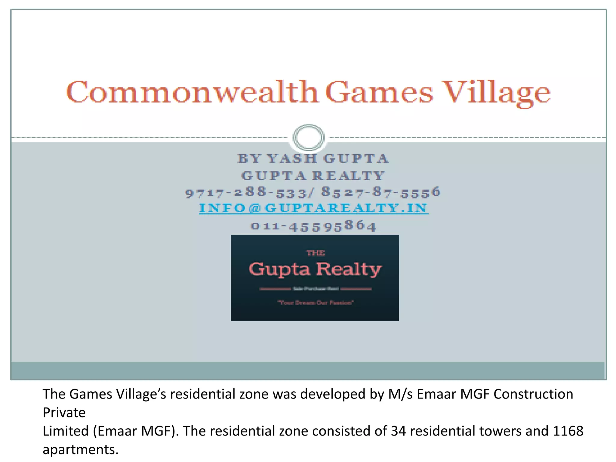 Common wealth games village | PPTX | Houses | Real Estate