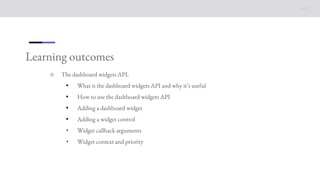 Common WordPress APIs - Dashboard Widgets | PPT