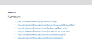 Common WordPress APIs - Dashboard Widgets | PPT