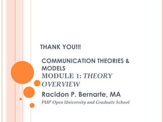 Comm theory module 1 theory overview pdf | PDF | Physics | Science